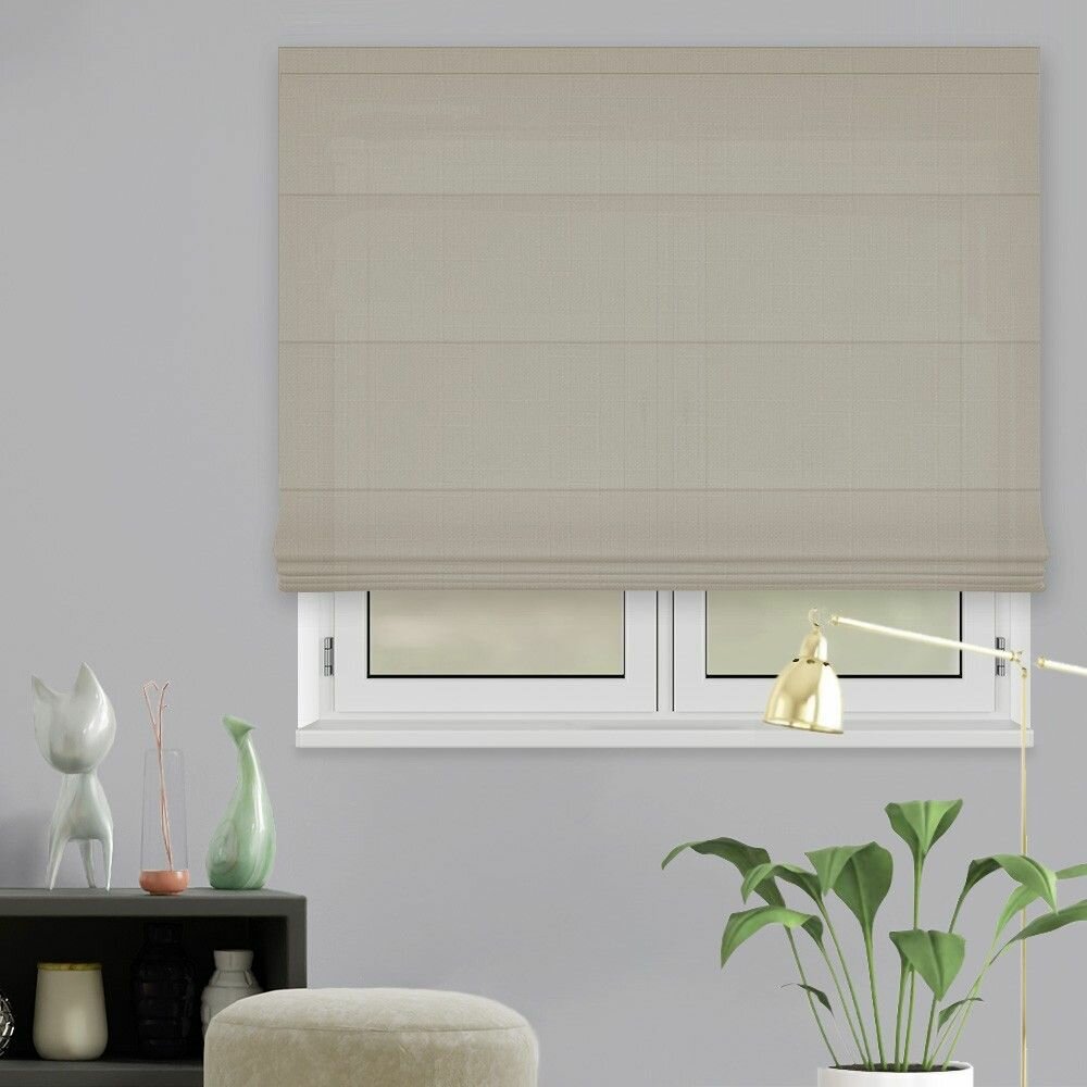 Римская штора тюль OLEXDECO "Мирта" Бежевый 100х170 см, с кордовым карнизом