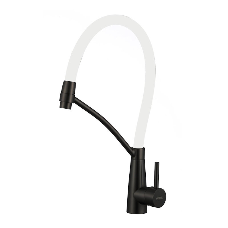 Смеситель для кухни с гибким изливом Fmark FS8255H-02, черный/белый