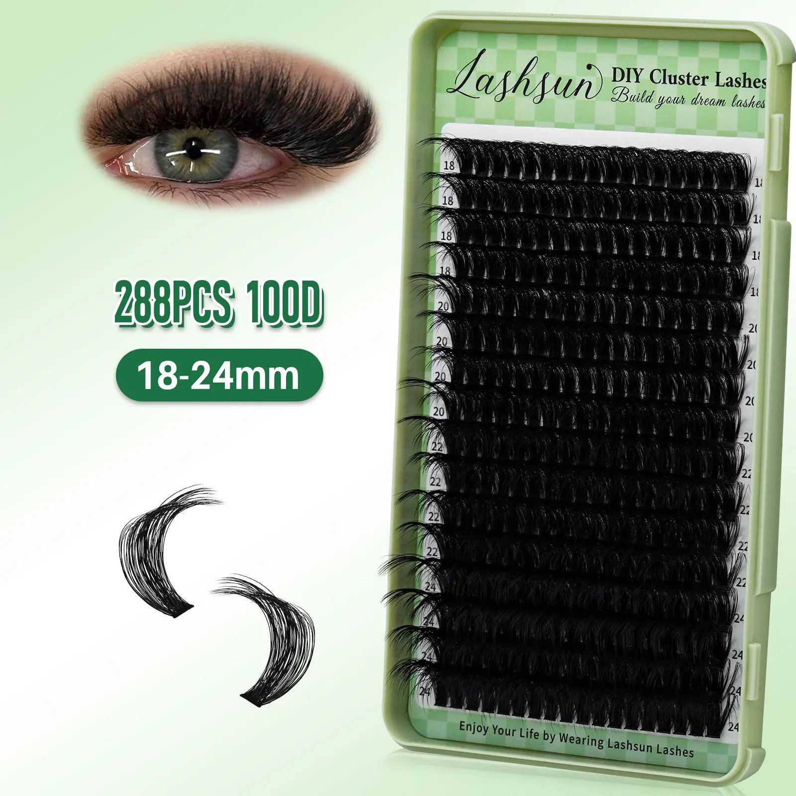Накладные ресницы LASHSUN 100D D Curl