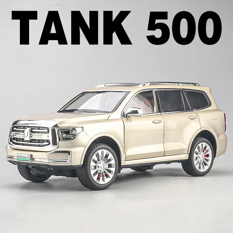 Новый 1:24 Tank 500 Hi4-T внедорожный сплав, литая под давлением игрушечная модель автомобиля, звук и свет, детские игрушки, коллекционные предметы, подарок на день рождения Gold