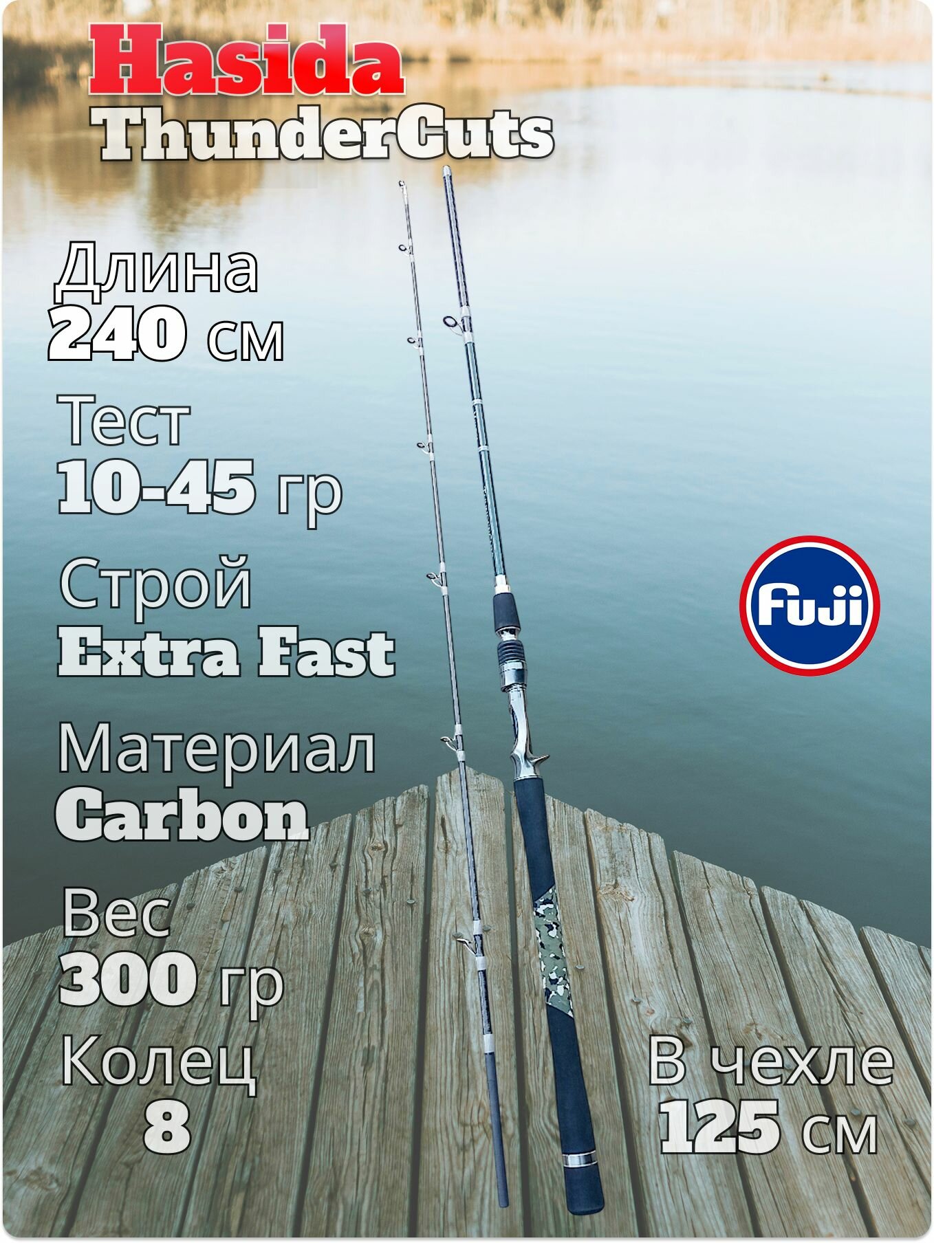 Cпиннинг кастинговый Hasida ThunderCuts тест 10-45 гр длина 240 см