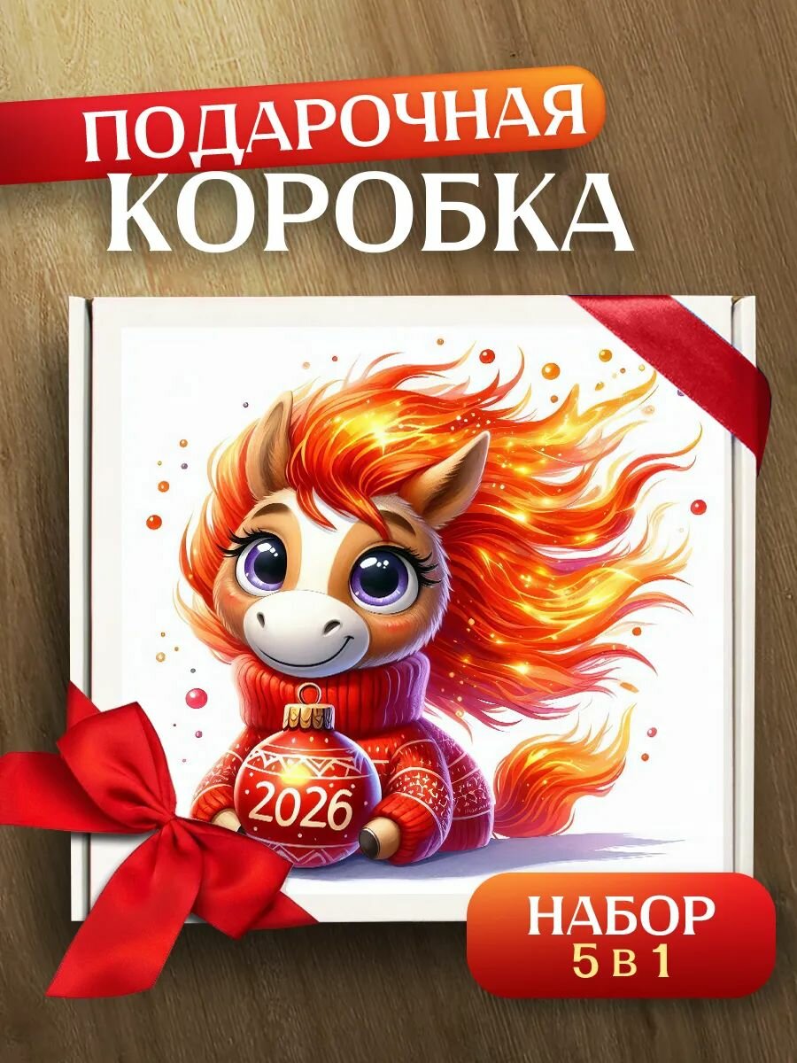 Коробка подарочная новый год упаковка для подарка, 1шт, размер 23,5x22,5х10 см