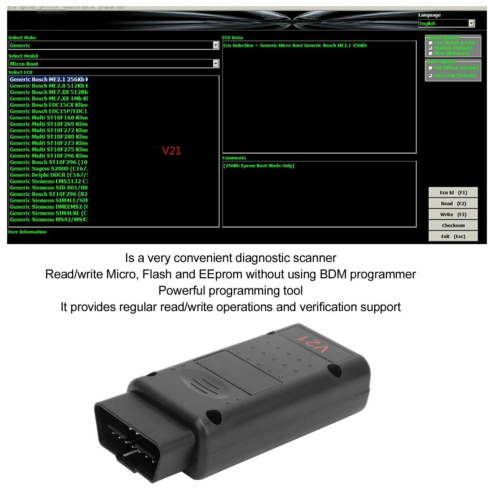 Интерфейс автоматической настройки чипа ЭБУ OBD2 с USB-кабелем для передачи данных, компакт-диск, портативный диагностический сканер