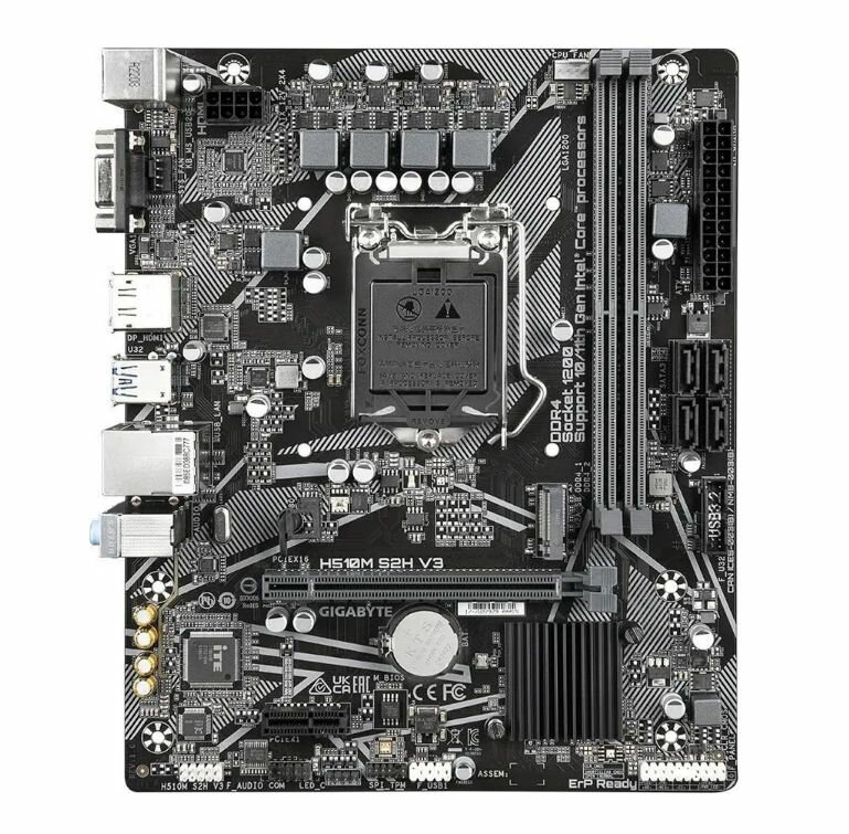 Материнская плата GIGABYTE H510M S2H V3 (H510M-S2H-V3) - LGA 1200, Intel H470, DDR4-3200 МГц, 1xPCI-Ex16, 1xM.2, Micro-ATX