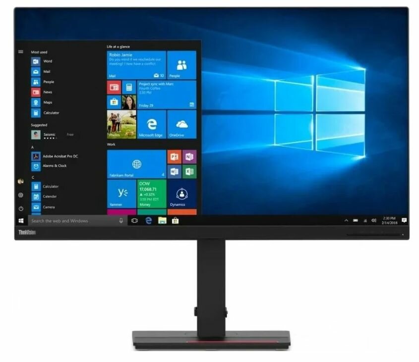21,5" Монитор Lenovo ThinkVision S22e-20 (62C6KAT1UA) черный - 1920x1080@75Гц, VA, 4 мс, 3000:1, 250 Кд/м, 178/178, HDMI, VGA (D-SUB), AMD FreeSync