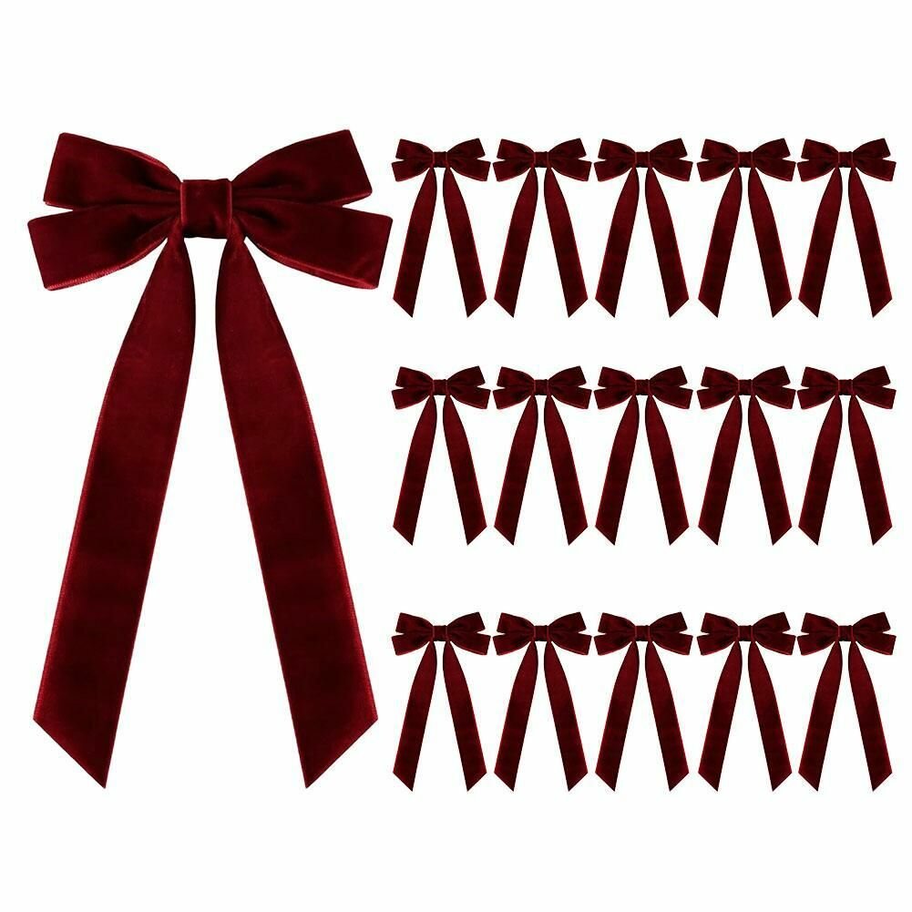 16 шт. двойных бархатных бантов, украшения для рождественского венка