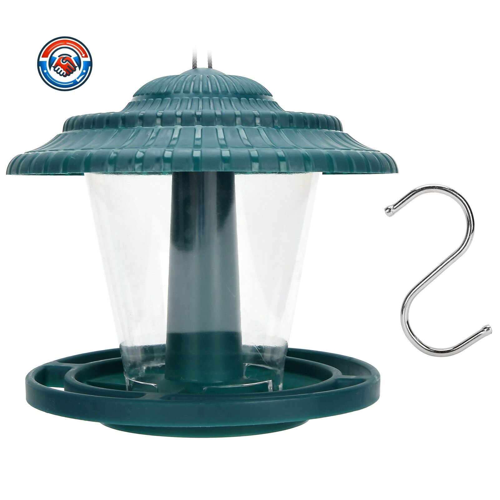 Прозрачная кормушка для птиц с крючком, водонепроницаемая спиральная кормушка для сада, балкона и террасы, легко моется