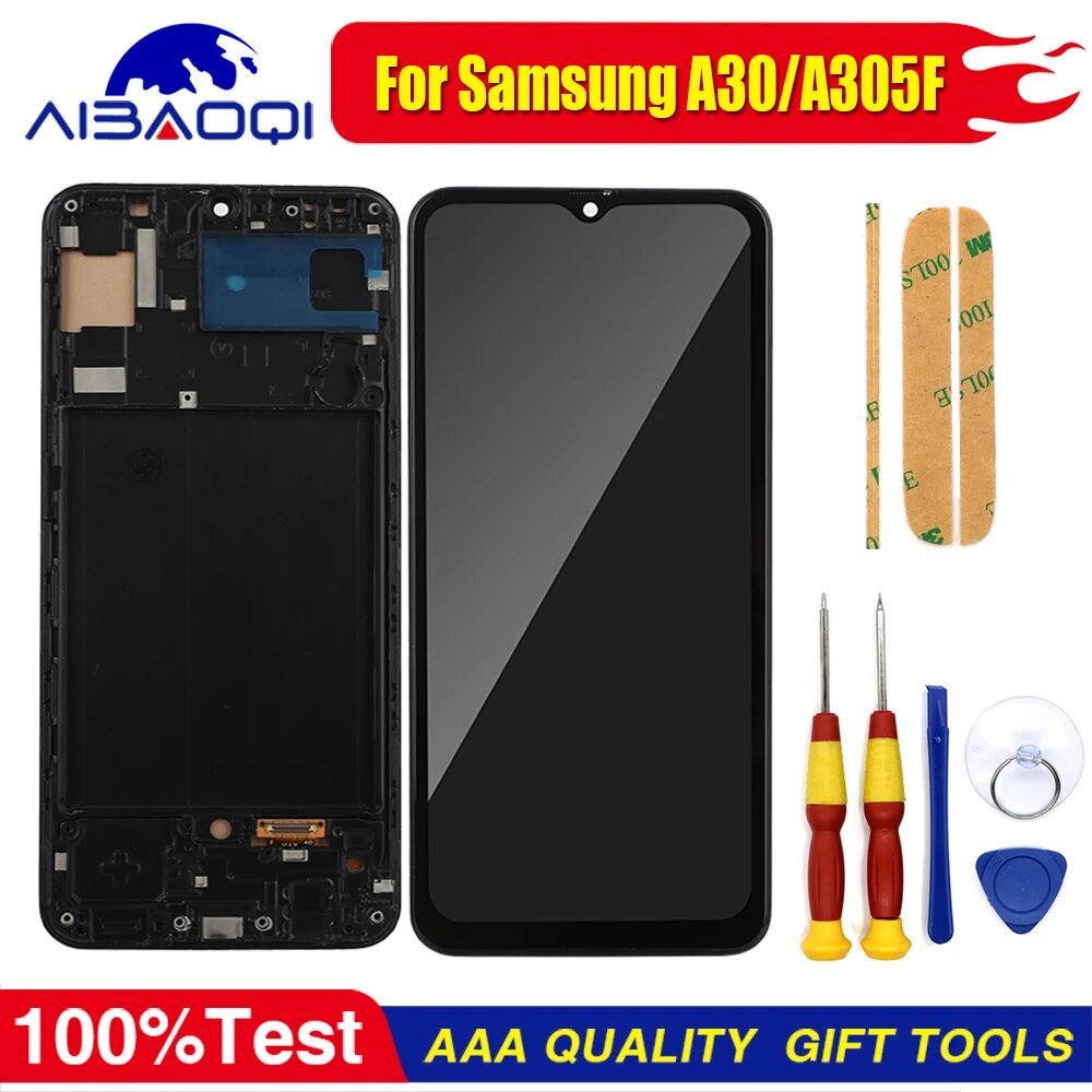 Сенсорный экран для Samsung Galaxy S21 FE A22 4G A225F A20 A20S A207 A21 A21S A30 A305F With Frame