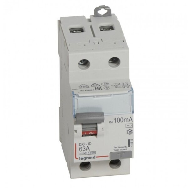 УЗО Legrand DX3 ВДТ 2П 63А 100мА тип AC (ВДТ) 411516