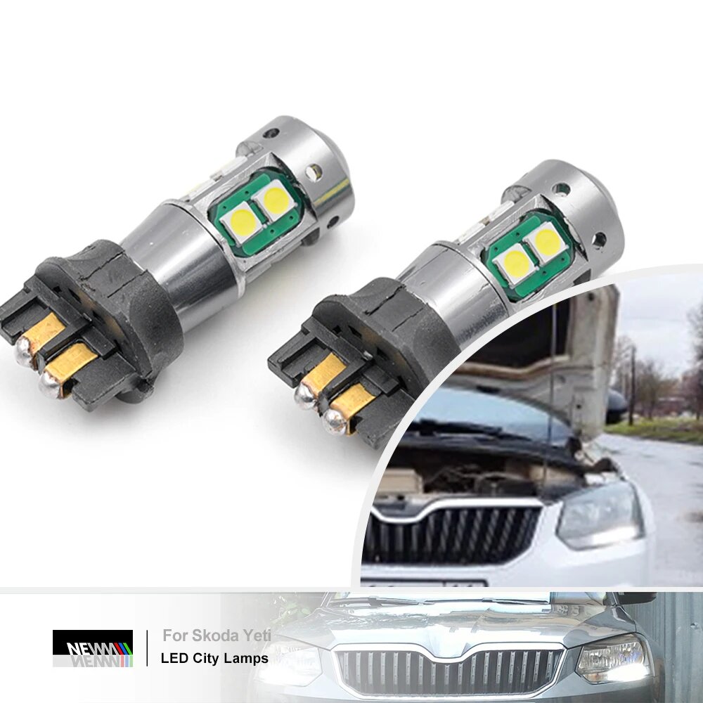 2 шт. светодиодные дневные ходовые огни для Skoda Yeti 2014 2015 2016 2017 PW16W PW24W PWY24W DLRs лампы для парковочных фонарей дневного света