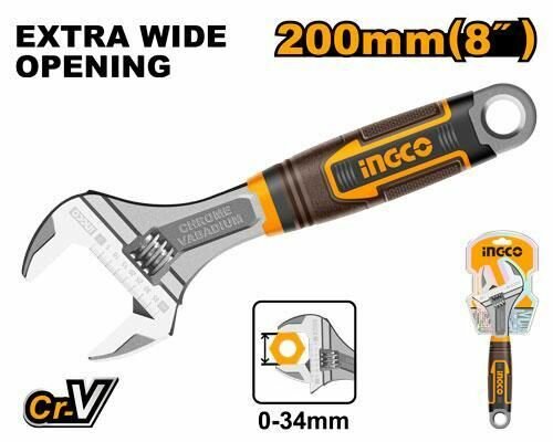Разводной ключ 200х30 мм INGCO HADW131088 INDUSTRIAL