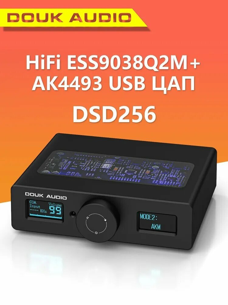 Douk Audio DAC-Q11 HiFi ESS9038Q2M AK4493 USB DAC плеер Коаксиальный оптический цифровой преобразователь DSD256