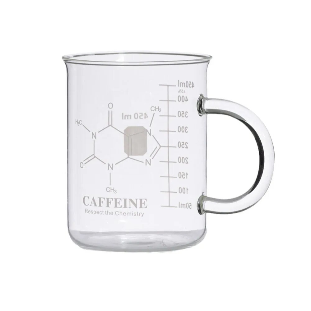 Кружка для вина, большая вместительная стеклянная градуированная чашка, прозрачная утолщенная мерная чашка для выпечки с ручкой, термостойкая чашка для чая, сока, 401-500 мл, Белый