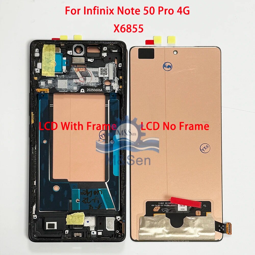 Оригинальный AMOLED 6,78 "для Infinix Note 50 4G X6858 ЖК-экран Note 50 Pro 4G для Note 50 Pro + Plus 5G X6856/Note 50s рамка X6858 GreyGold Frame