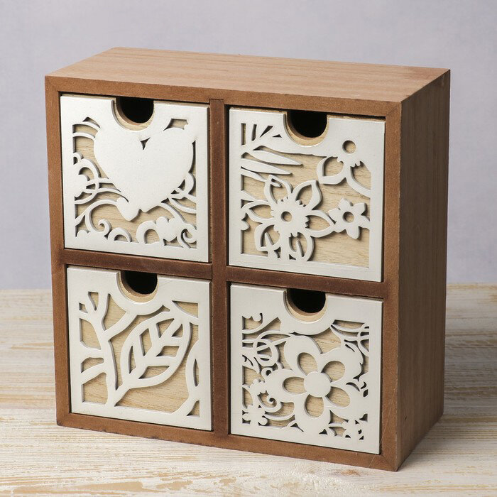 Стильная Шкатулка - комод Цветы. Сердце. Листья - 11 см × 23 см × 23 см