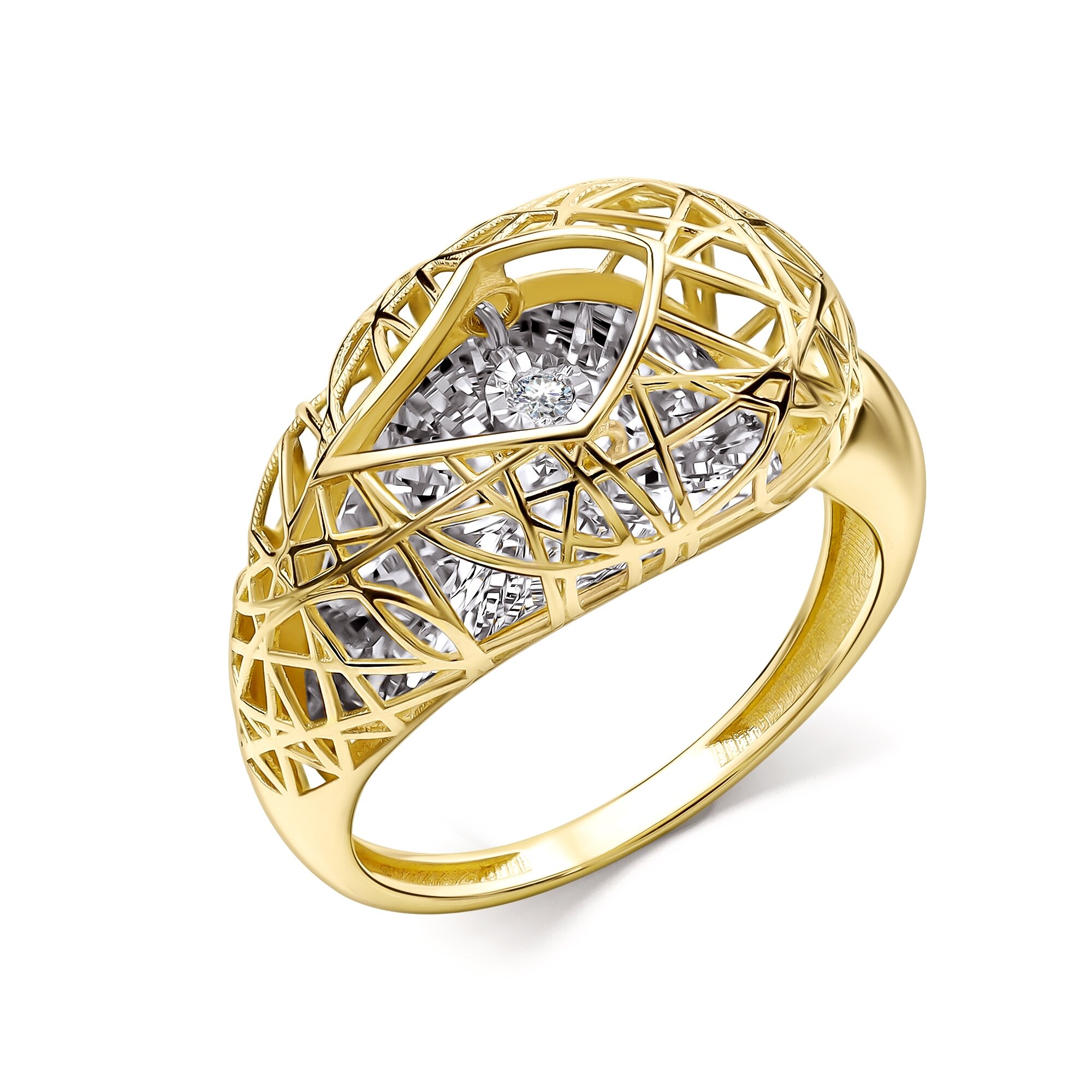 Кольцо, желтое золото, 585 проба, бриллиант