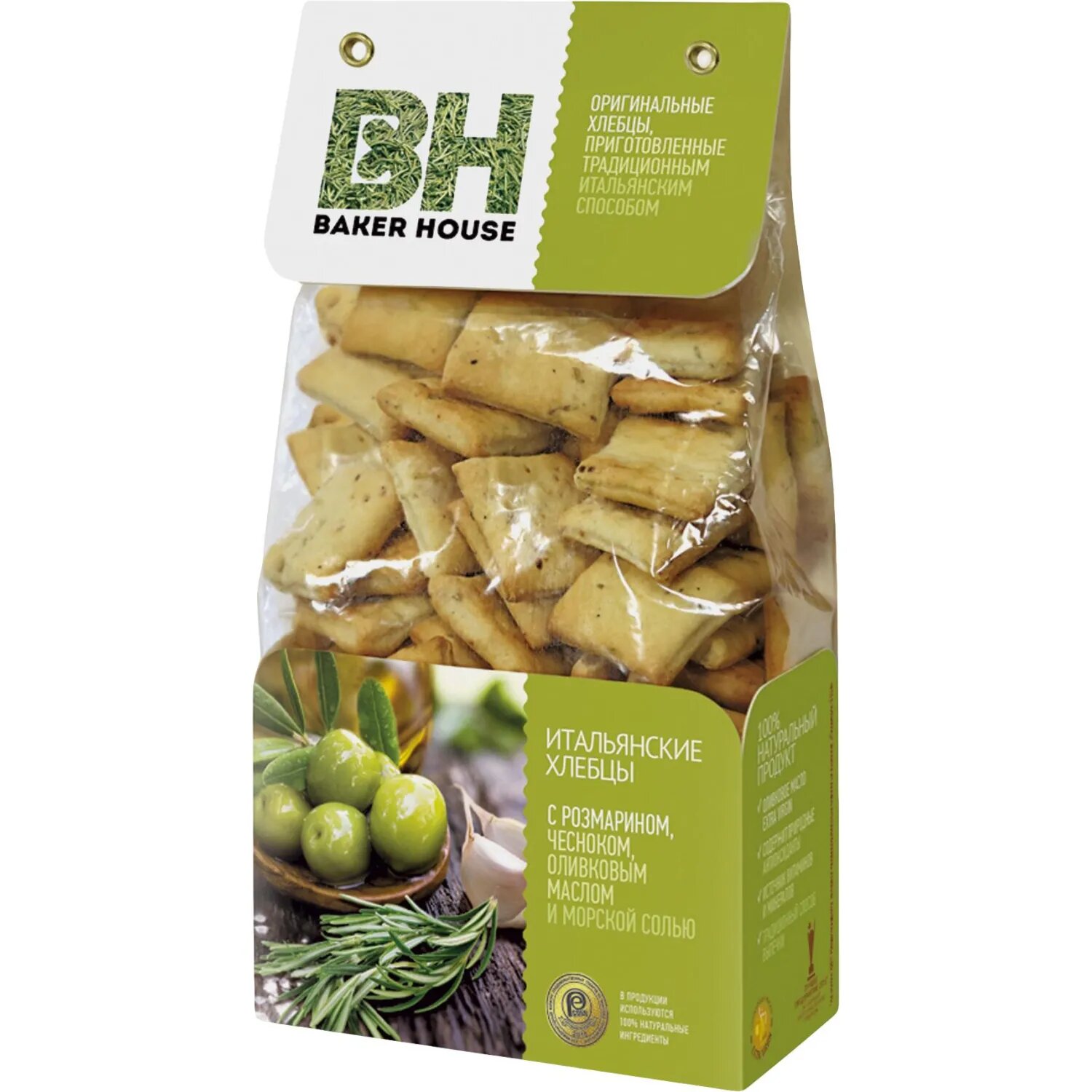 Хлебцы Итальянские BAKER HOUSE розмар чесн олив масл соль 1/250 Раменс 1.75