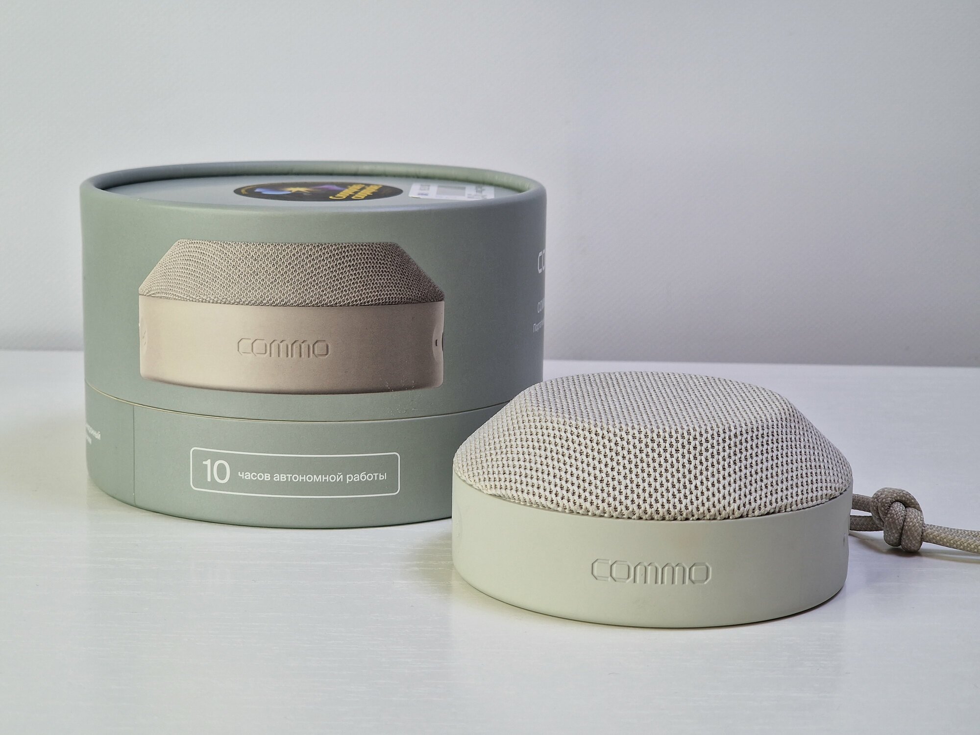 Портативная колонка Commo Stage 5 мощность 5Вт Bluetooth, влагозащита, льняная