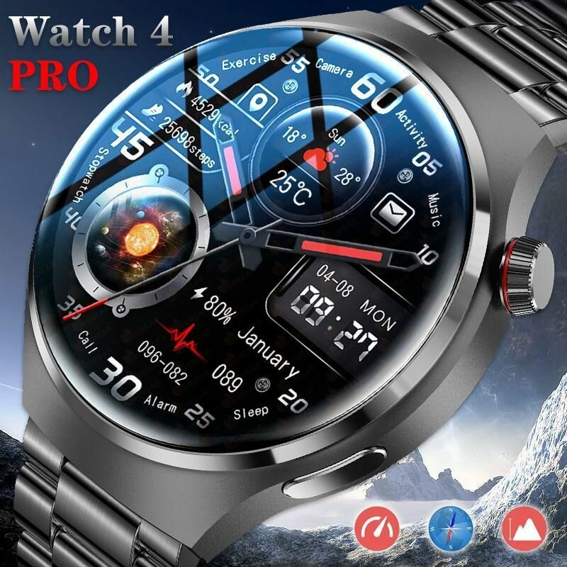 Умные часы Premium 4 Pro, четыре ремешка, 46mm, черный