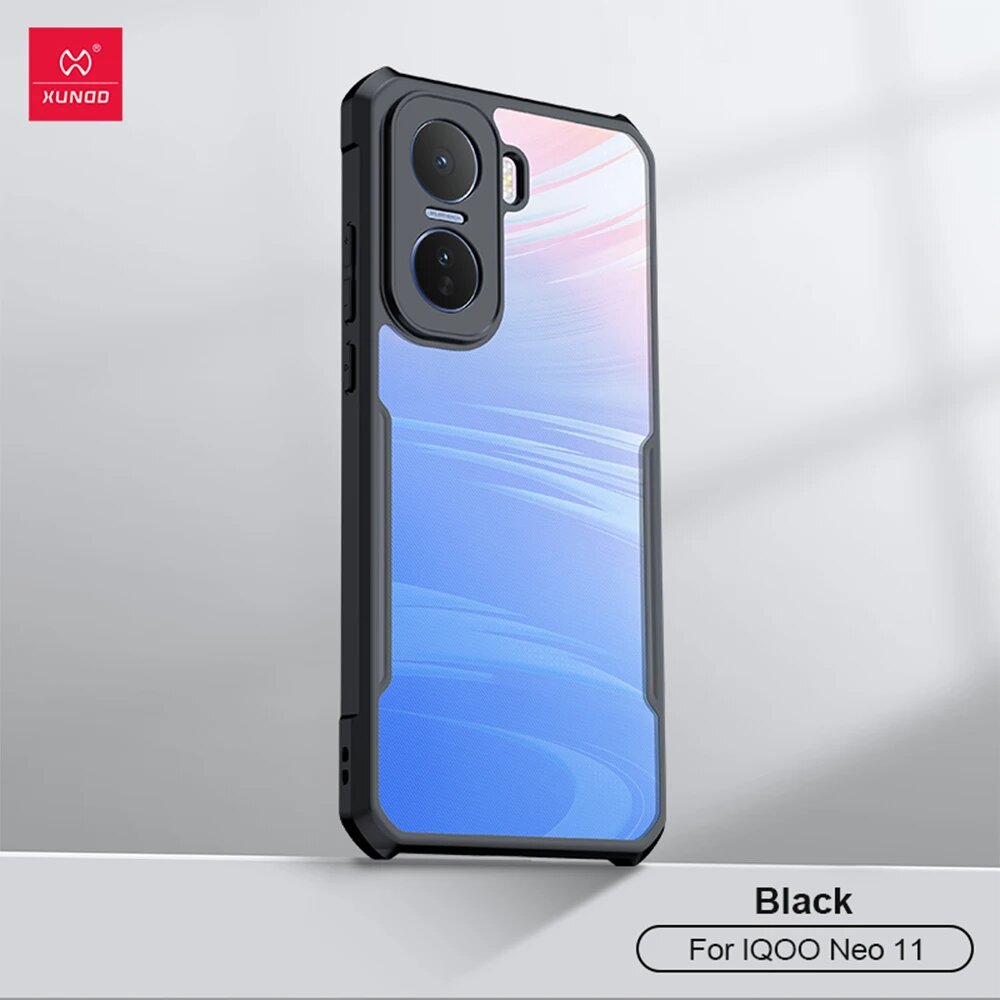 Чехол Xundd для iQOO Neo 11 Black Stripes Clear