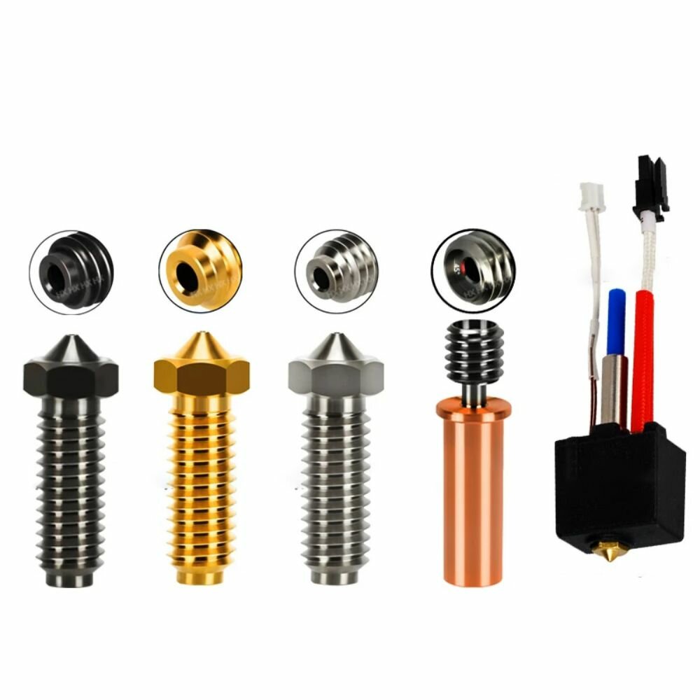 Комплект для хотэнда Anycubic Kobra 2 Pro/Neo/Plus/Max: медный, латунный, высокопроизводительный, 24 В, 60 Вт, с термобарьером (хемистор, биметалл, термобарьер).