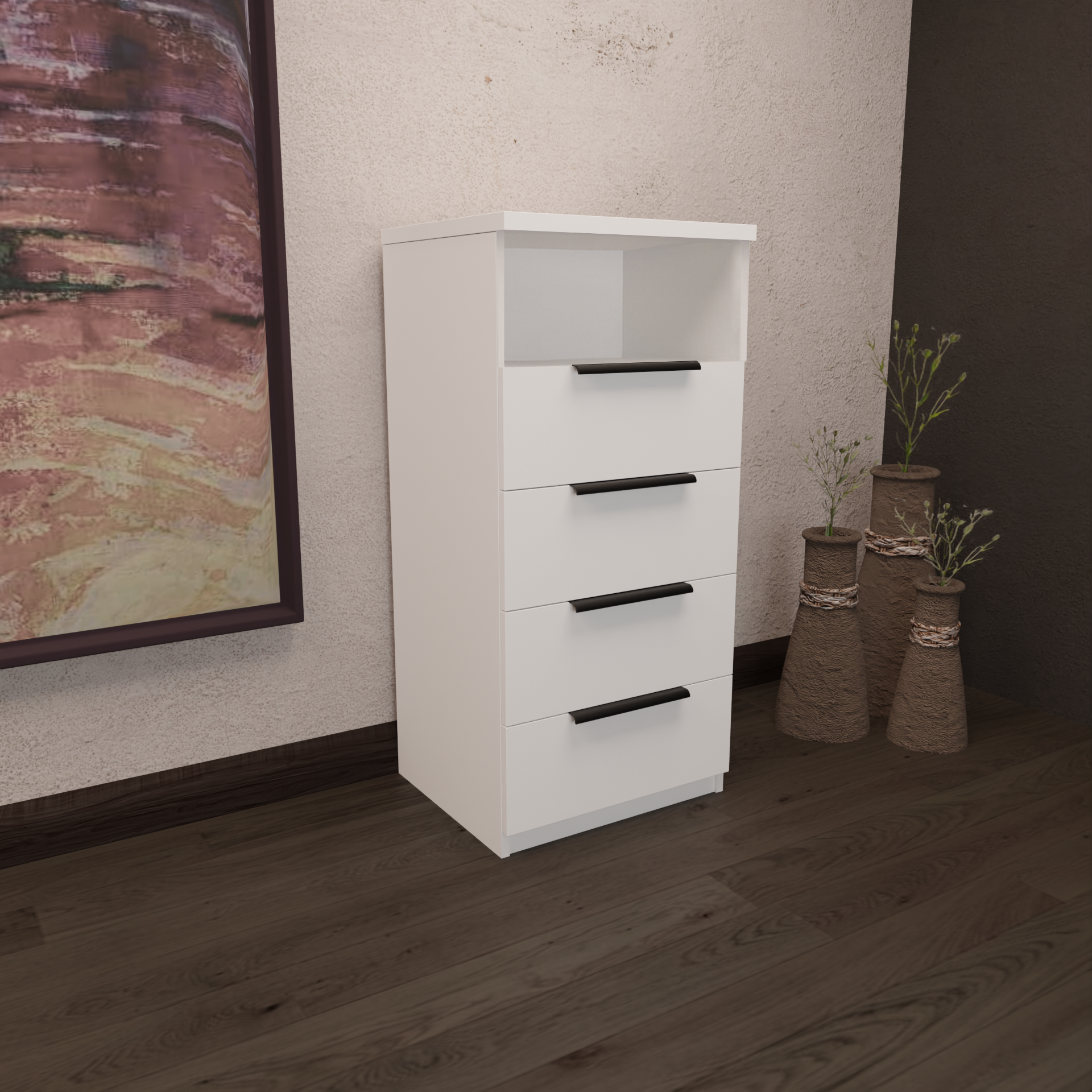 Комод 600-4(ниша) ЛДСП с профильными ручками