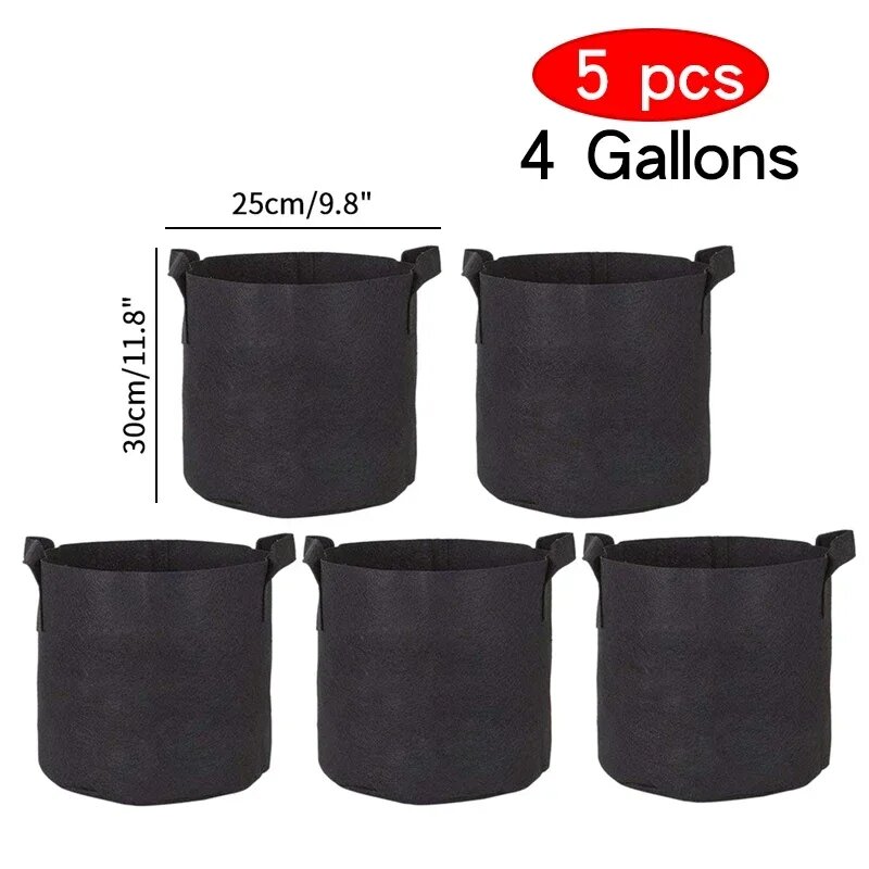 Фетровые мешки для рассады 5 шт. 4Gallons 25x30cm