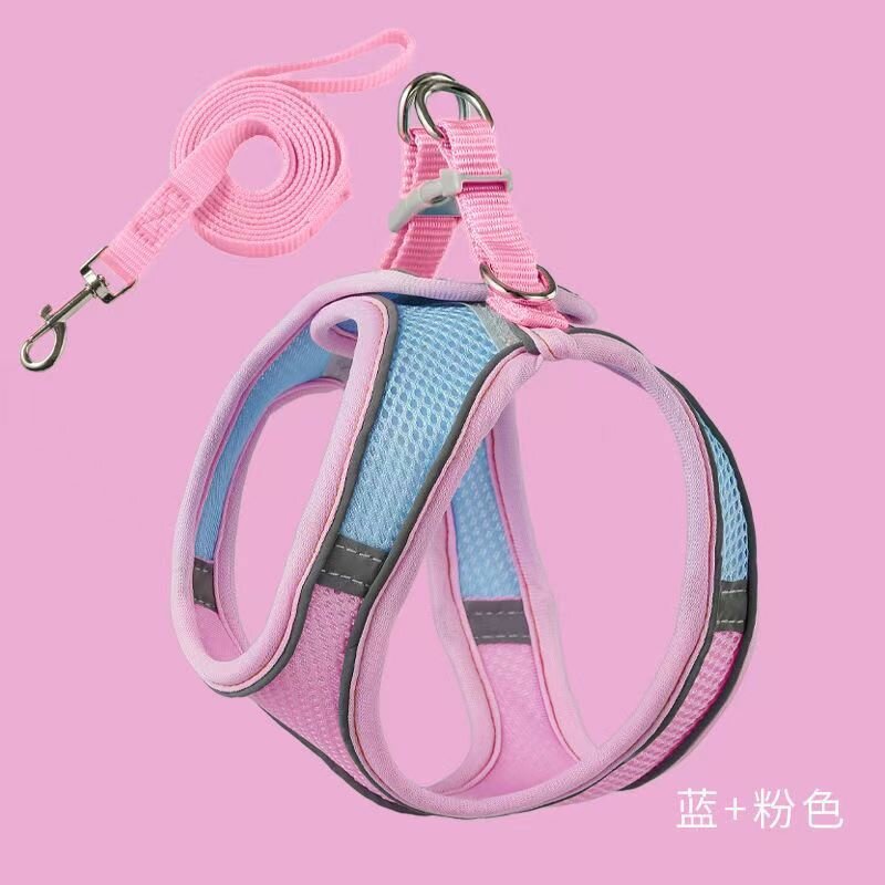 Шлейка-жилет для кошек светоотражающая, с защитой от побега, сетчатая, дышащая, безопасная для котят, с выдвижным