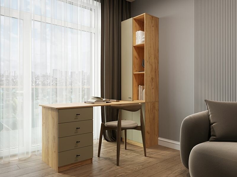 Компьютерный стол "Дилар 7" 175х210х55 Дуб крафт золотой /Мокко