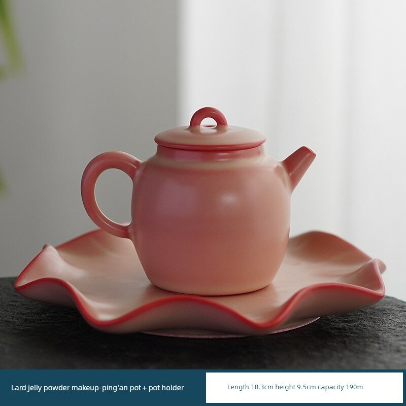 Чайный сервиз из трех предметов с розовой глазурью кракле, в форме лепестка, с крышкой, для домашнего использования, в