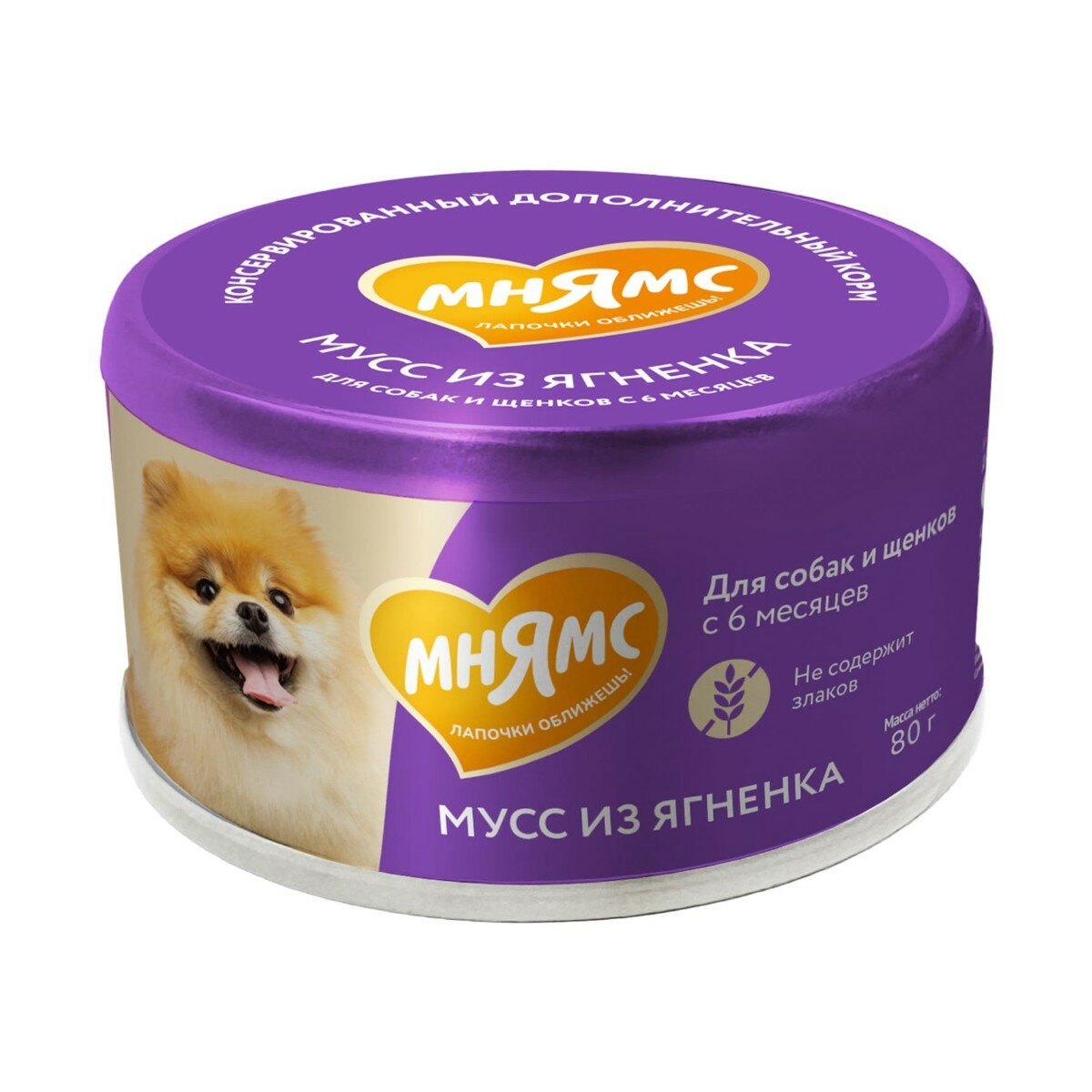 Влажный дополнительный корм Мнямс 80 г. Мусс из ягнёнка для собак и щенков старше 6 месяцев 1 шт