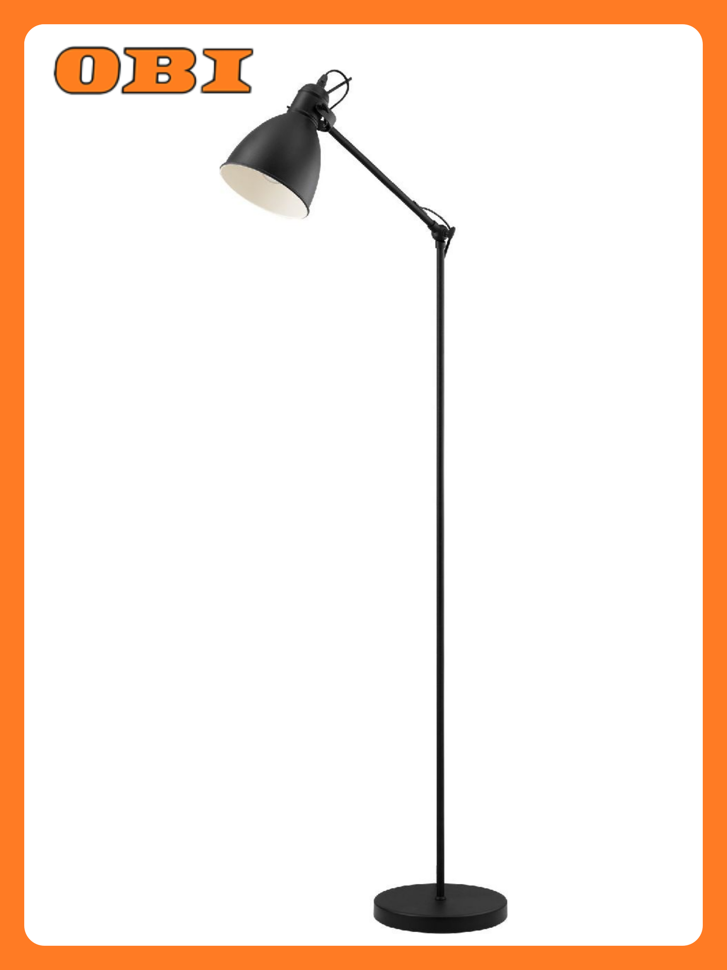Торшер EGLO Priddy, E27 40Вт, в комплекте лампочки, ножной выключатель, высота 137см, черный