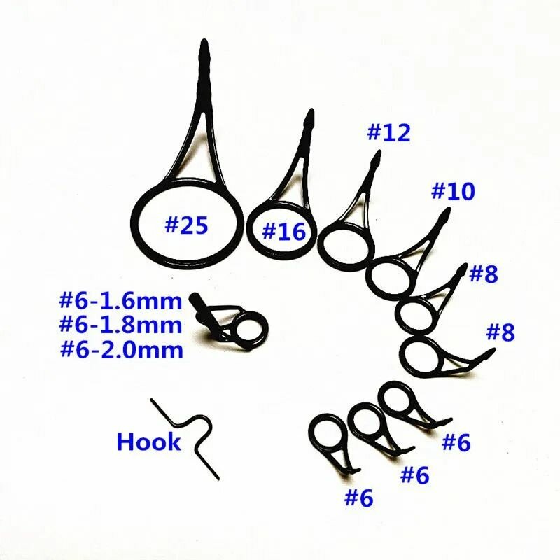 (Набор из 13) Направляющее кольцо из нержавеющей стали, используемое для удилищ, Комплект для ремонта удилищ, Направляющие для спиннинга с одной ножкой из нержавеющей стали