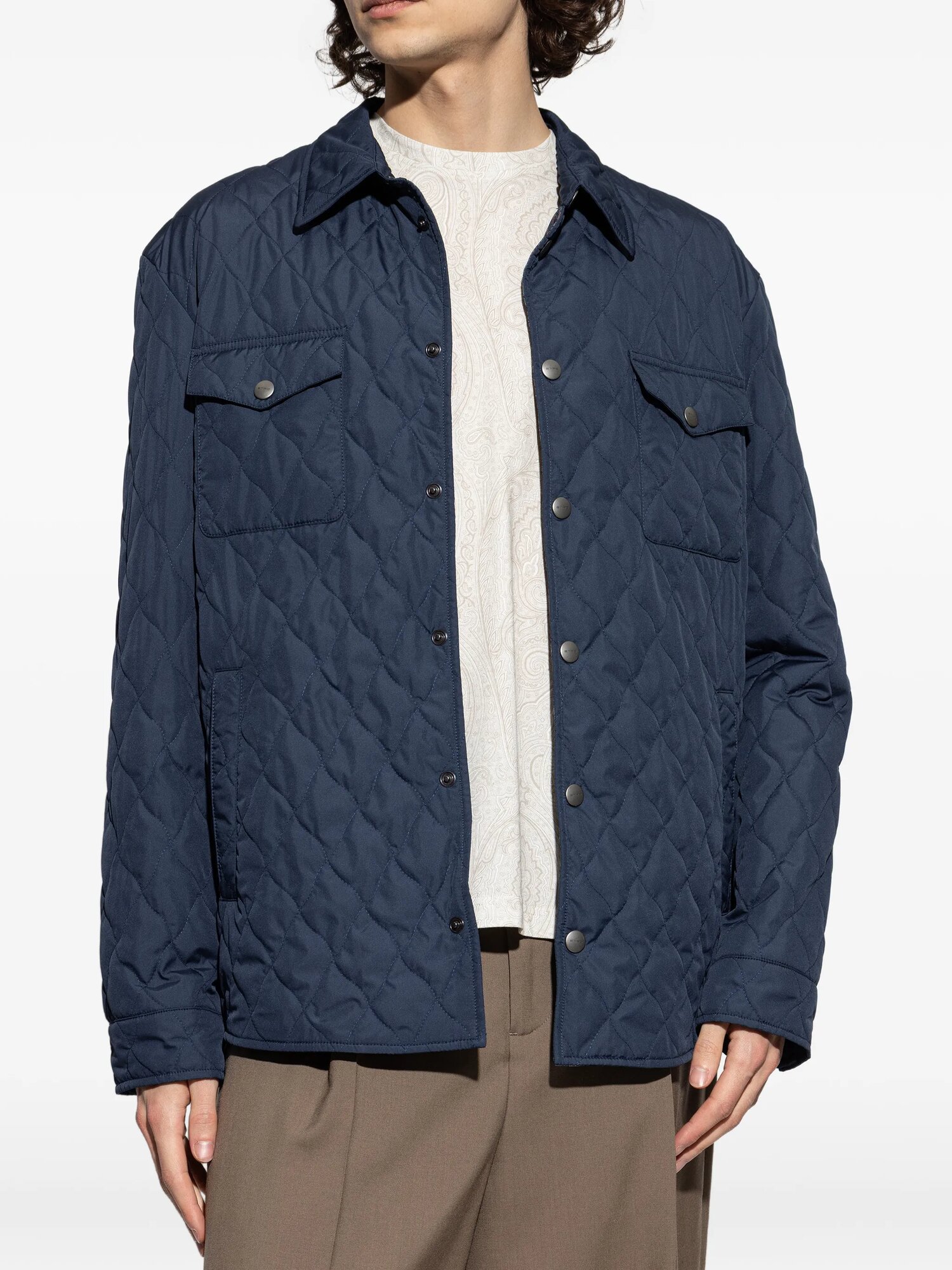 Рубашка ETRO Quilted pocket overshirt, размер M, blue — фото 1