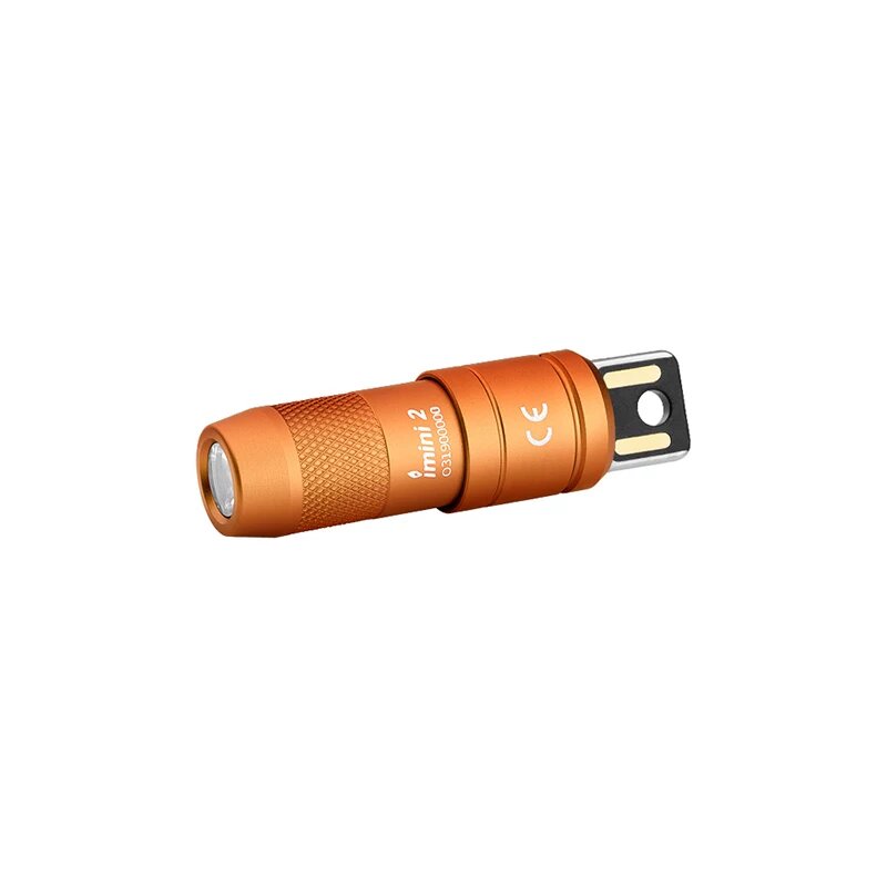 OLIGHT imini 2 Компактный фонарик с 50 люменами и USB-зарядкой, ключ-браслет в оранжевом цвете - яркое портативное