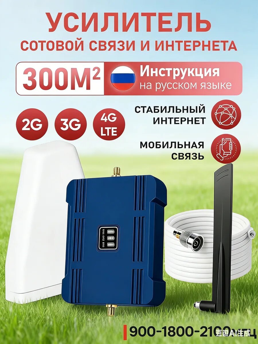 Усилитель сотовой связи 2G/3G/4G (900/1800/2100 МГц) — Улучшение сигнала GSM и интернета для телефона