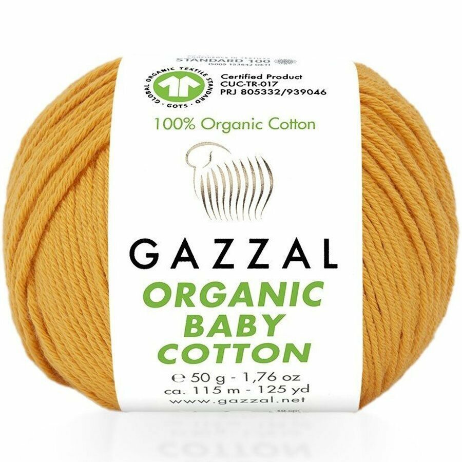 Пряжа Gazzal ORGANIC BABY COTTON 418 оранжевый (5 мотков)