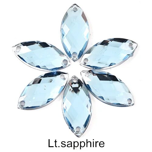 Стразы акриловые "Конский глаз" 9x18 мм, Lt.sapphire, 50шт