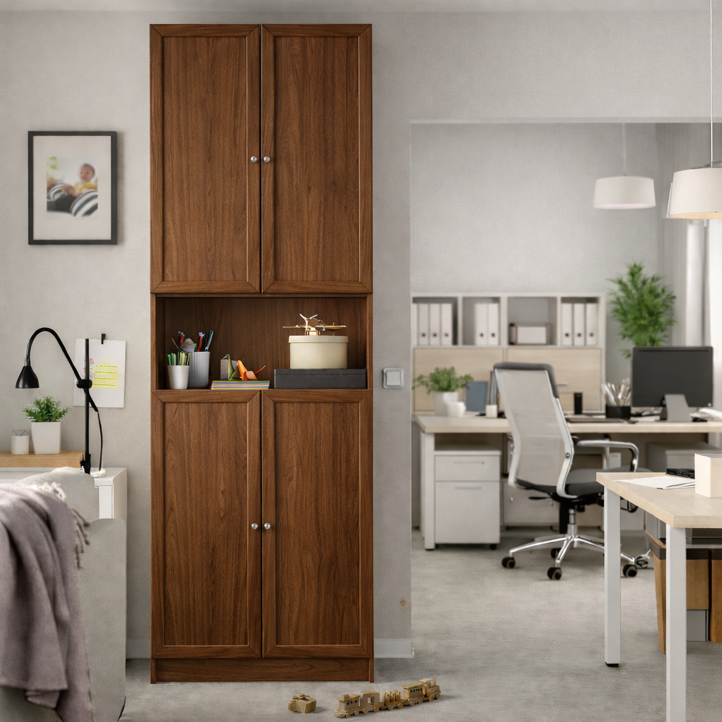 Стеллаж Billy 22, размер 80х30х237 см, цвет ЛДСП орех экко 9459, книжный шкаф для гостиной, офиса и кабинета