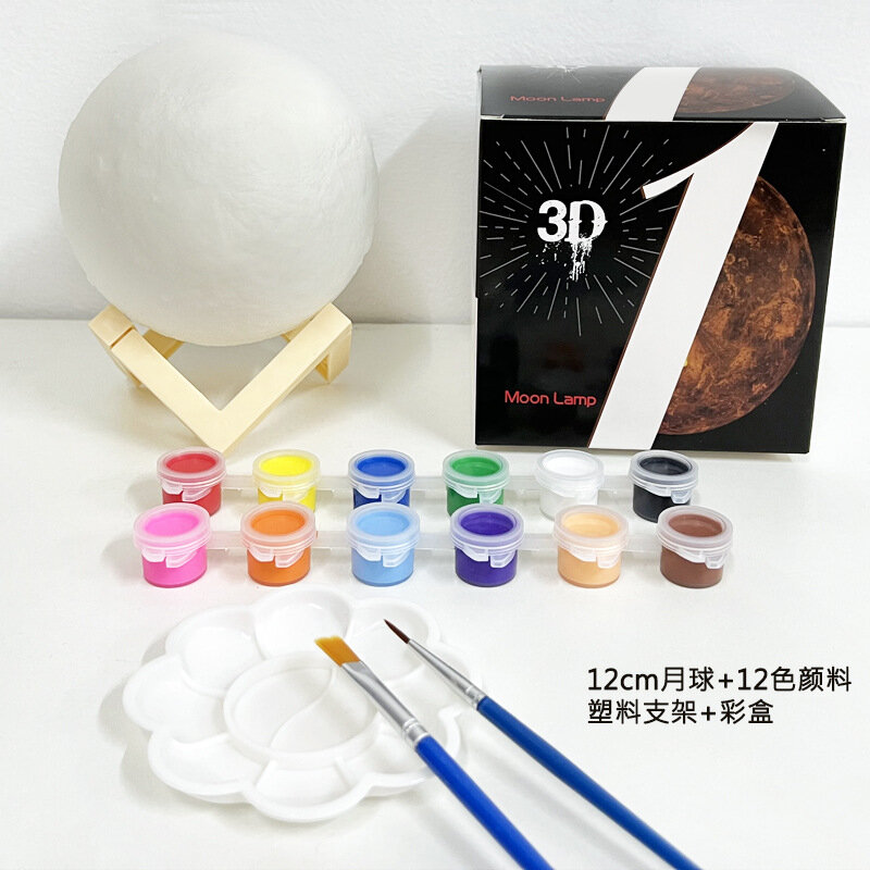 Расписанный вручную лунный светильник-ночник, светодиодный светильник для спальни, лунный светильник, лампа-планета в виде граффити своими руками