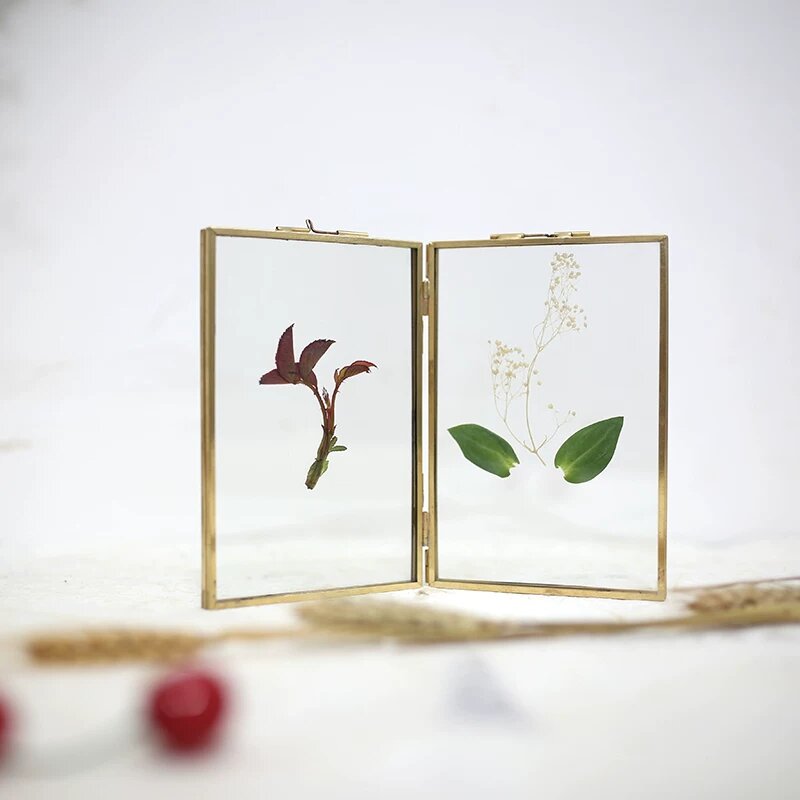 Компактная скандинавская металлическая стеклянная рамка для растительных образцов, квадратная вертикальная 16x16 см,