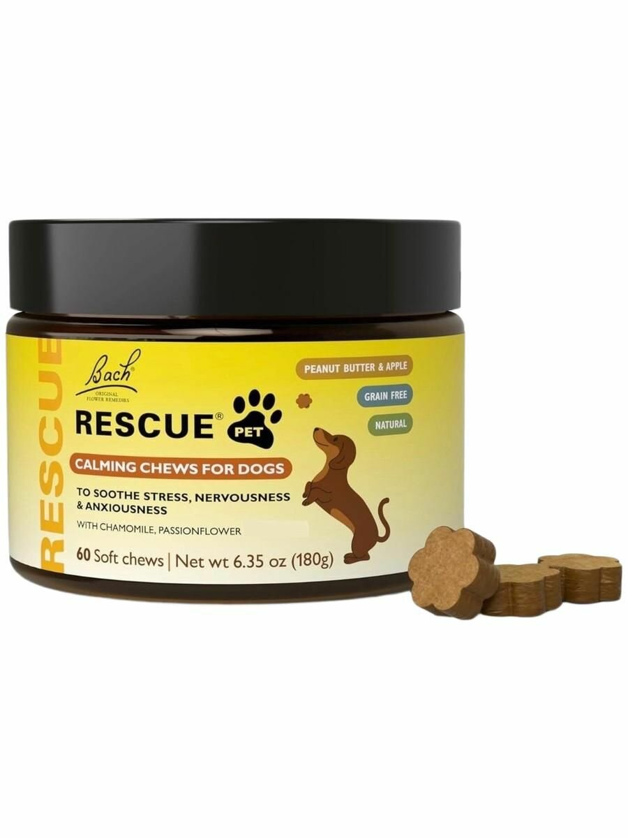 Bach, Rescue Pet, Calming Chews for Dogs, успокоительное средство для собак, 60 жевательных пастилок