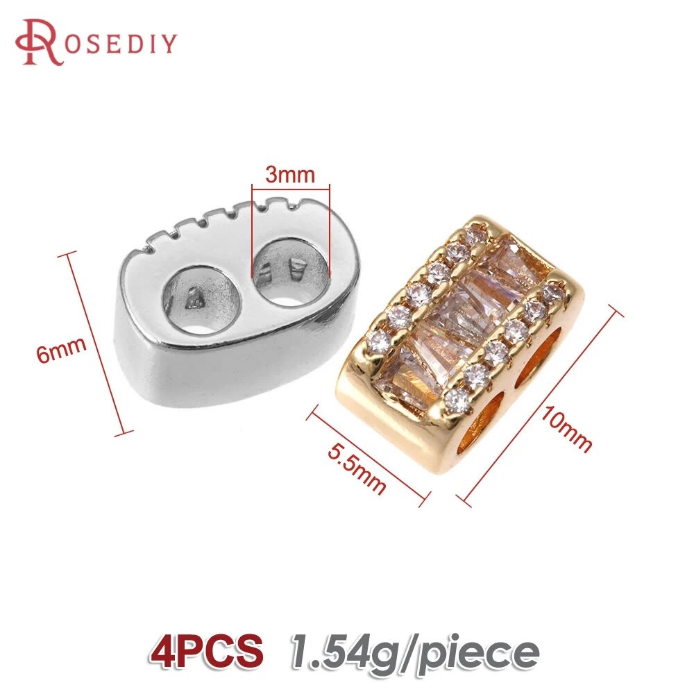 Бусины для браслетов и ожерелий Rosediy, латунь, 18-каратный золотой 18K Gold Color, 10x5.5MM 4PCS