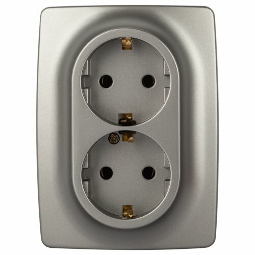 Розетка 2-м СП Эра12 12-2106-16 16А 250В 2X2P+E Schuko титан Эра Б0065706