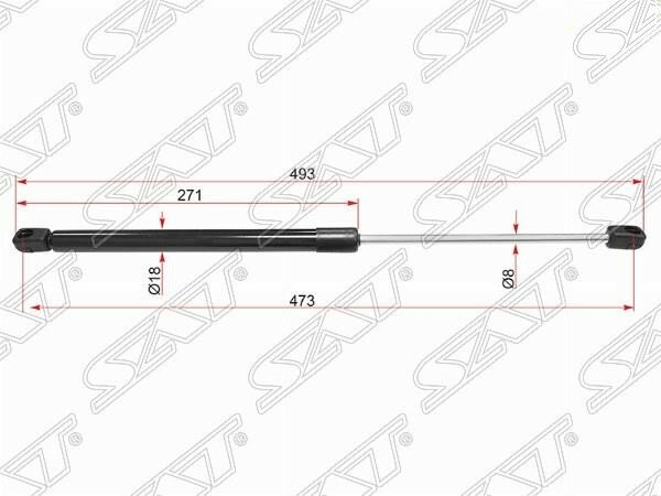Амортизатор крышки багажника SAT ST-132757 Opel Astra 04-13, Astra Family 11-14 справа=слева