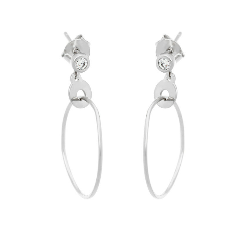Серьги, серебро, 925 проба, фианит
