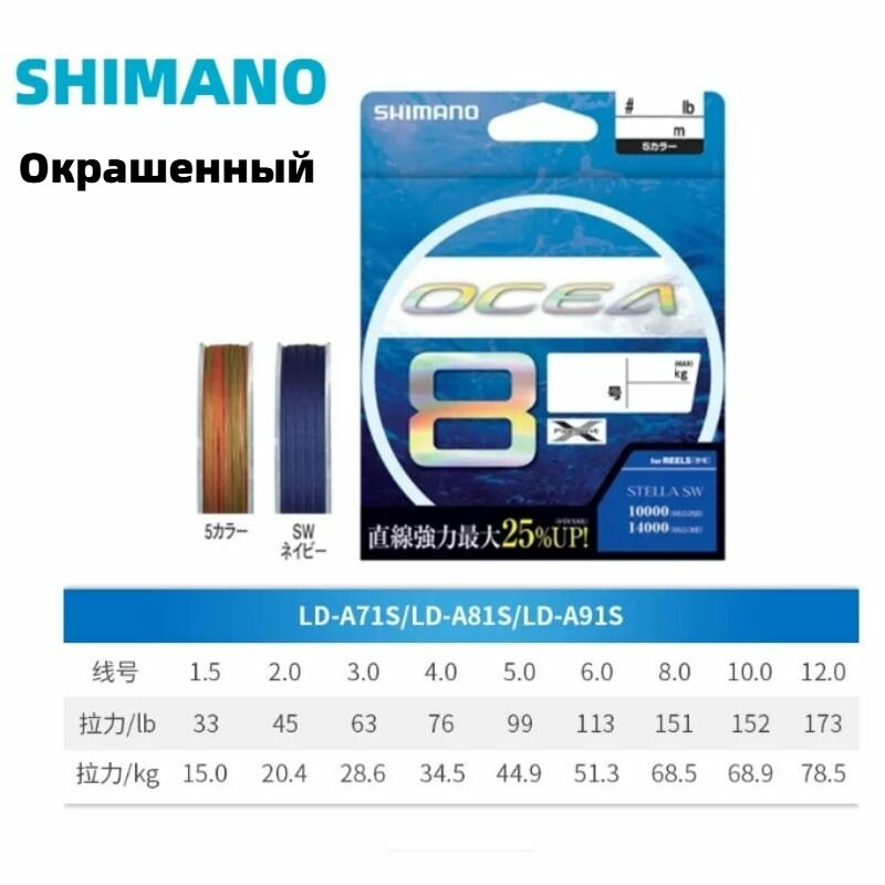 SHIMANO OCEA X8 LD Леска Плетеная леска PE , цвет