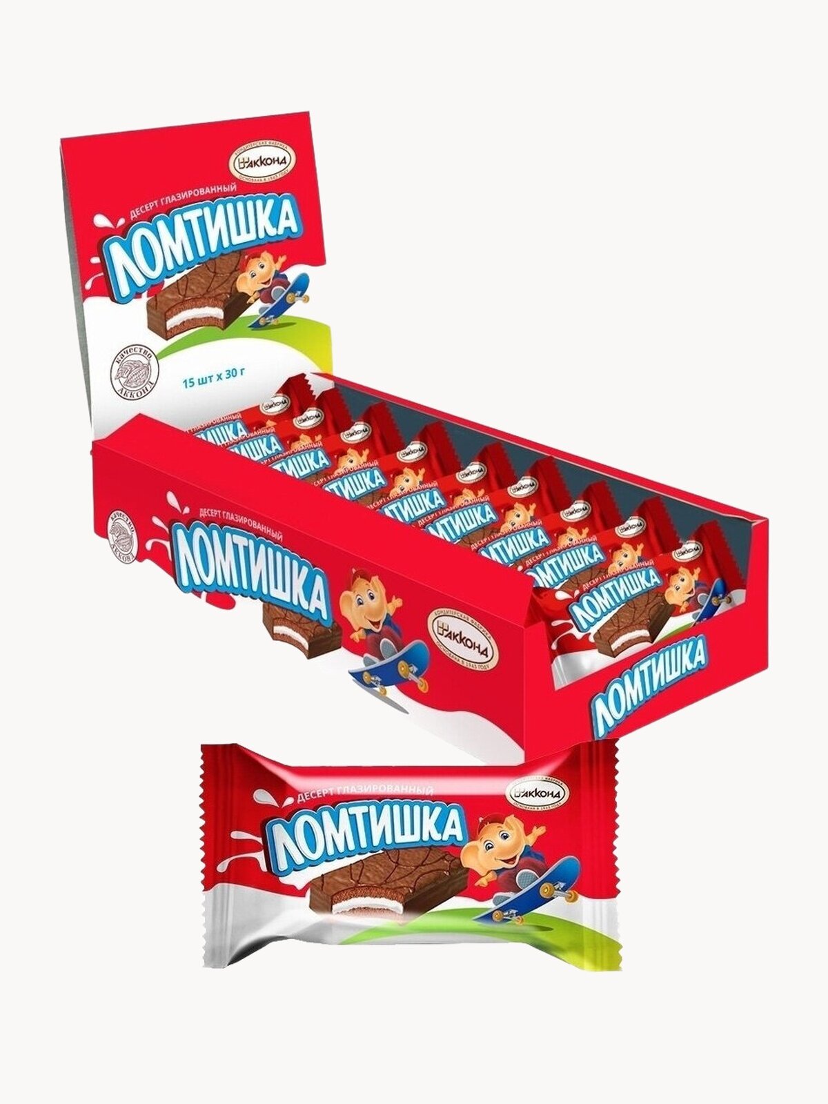 Акконд /Десерт "Ломтишка" глазированный 30 гр. 15 штук, вкус Kinder Delice /Вкус, знакомый с детства