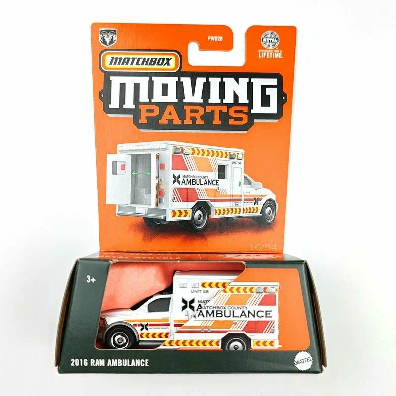 Машинка с подвижными элементами Matchbox Mooving Parts 2016 Ram Ambulance
