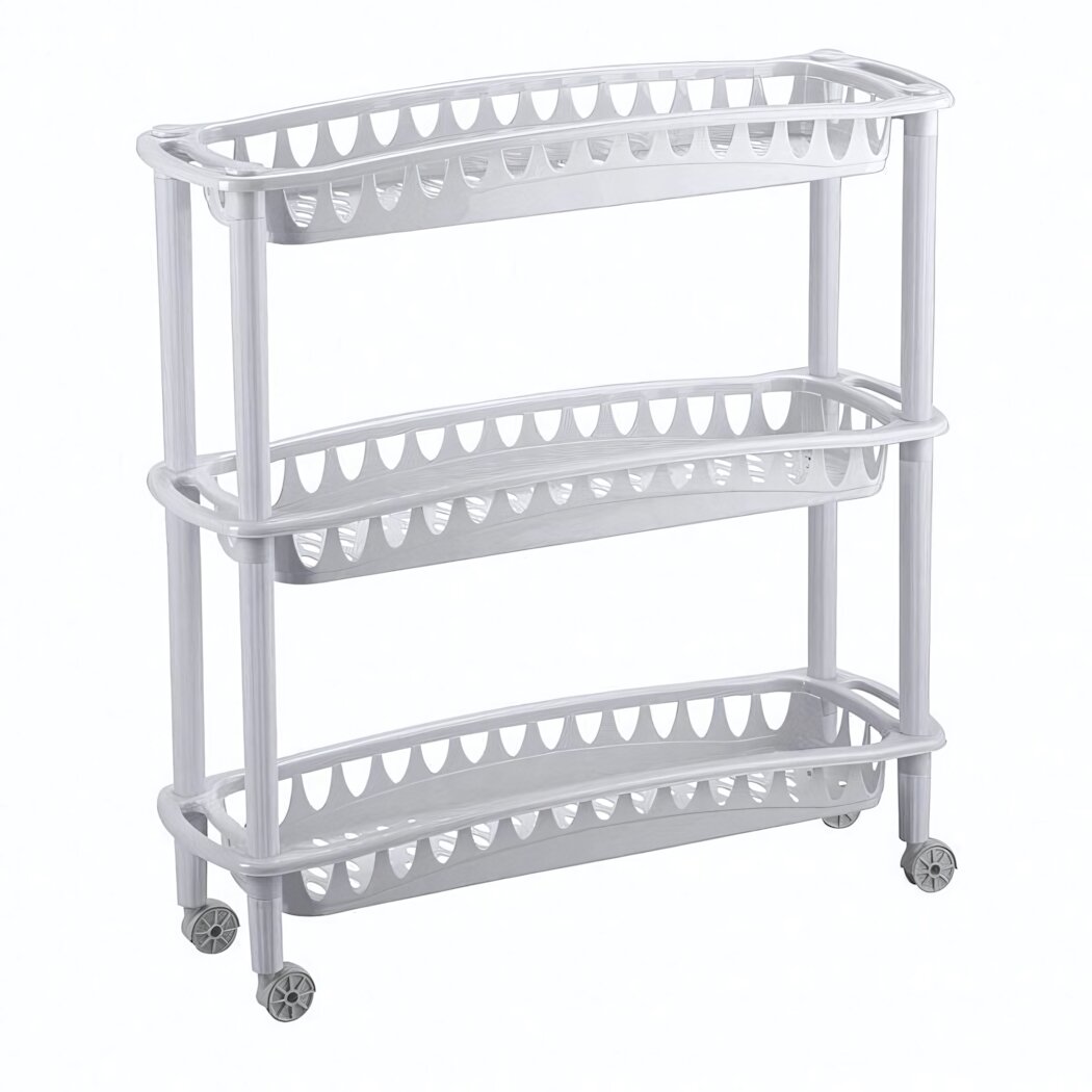 Этажерка узкая «Джулия» 3 полки, светло-серая, 590х180х610 мм, легкое перемещение